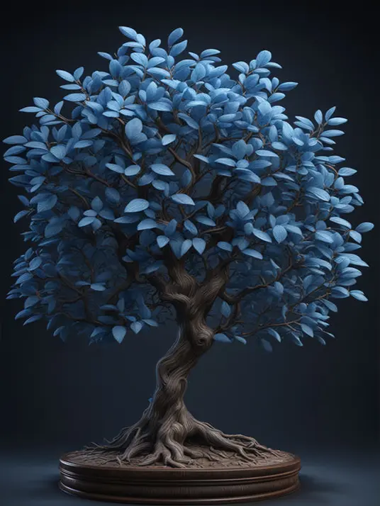 Tree With Blue Foliage And Fat Stem Painting | Diamond Painting Kits