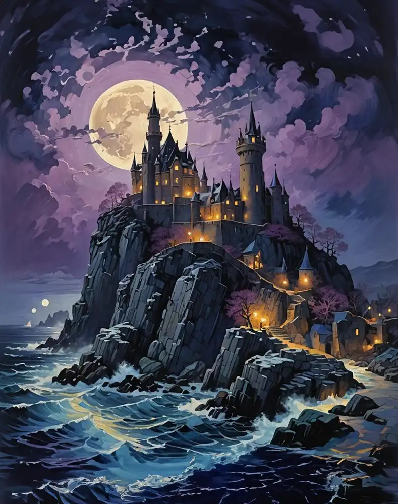 A Castle's Glow Painting | Diamond Painting Kits