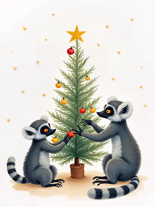Lemur Christmas Painting | Diamond Painting Kits