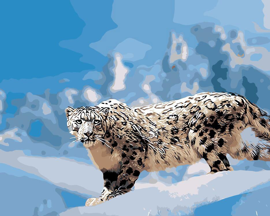 Snow Leopard In Winter Diamond Painting Painting | Diamond Painting Kits