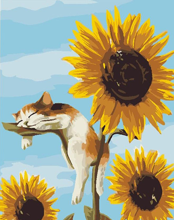 Sunflower Cat Diamond Painting Painting | Diamond Painting Kits