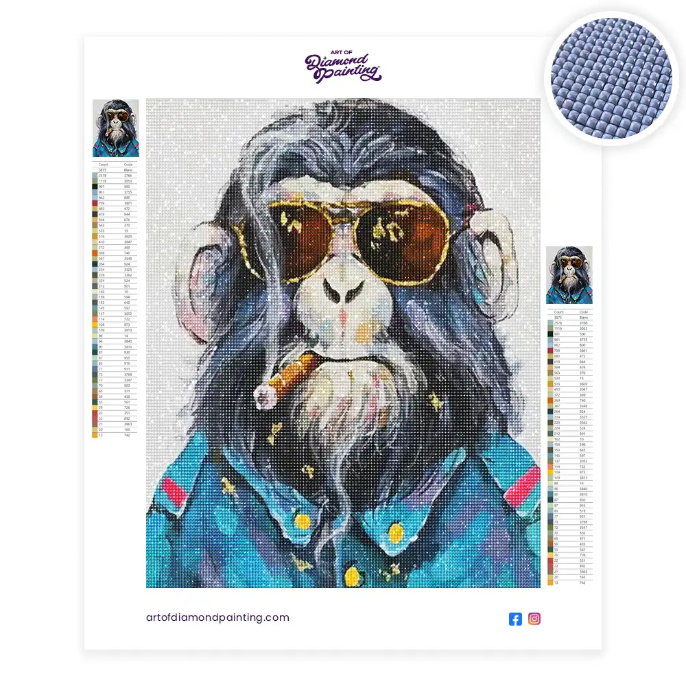 Classy Smoking Monkey Diamond Painting Painting | Diamond Painting Kits