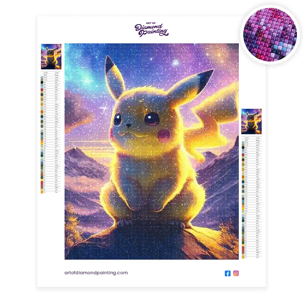 Pikachu Sunset Painting | Diamond Painting Kits