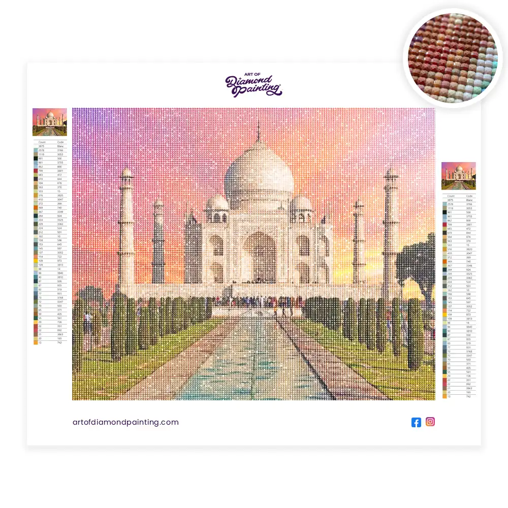 Sunrise Taj Mahal Agra Diamond Painting Painting | Diamond Painting Kits