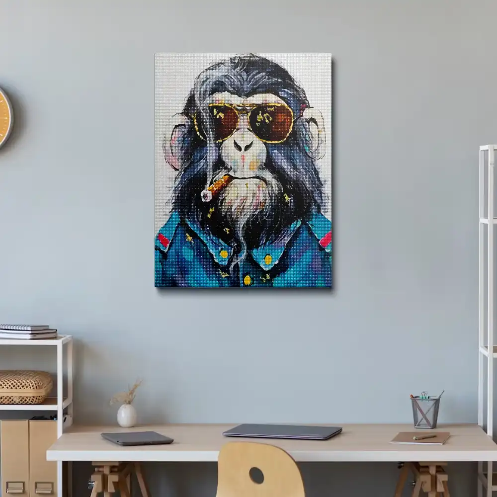Classy Smoking Monkey Diamond Painting Painting | Diamond Painting Kits